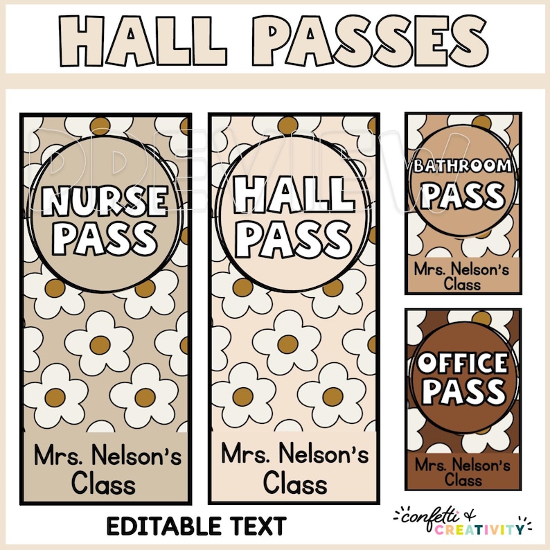 Printable Classroom Hall Passes: Editable Teacher Lanyard Pass (digital ...