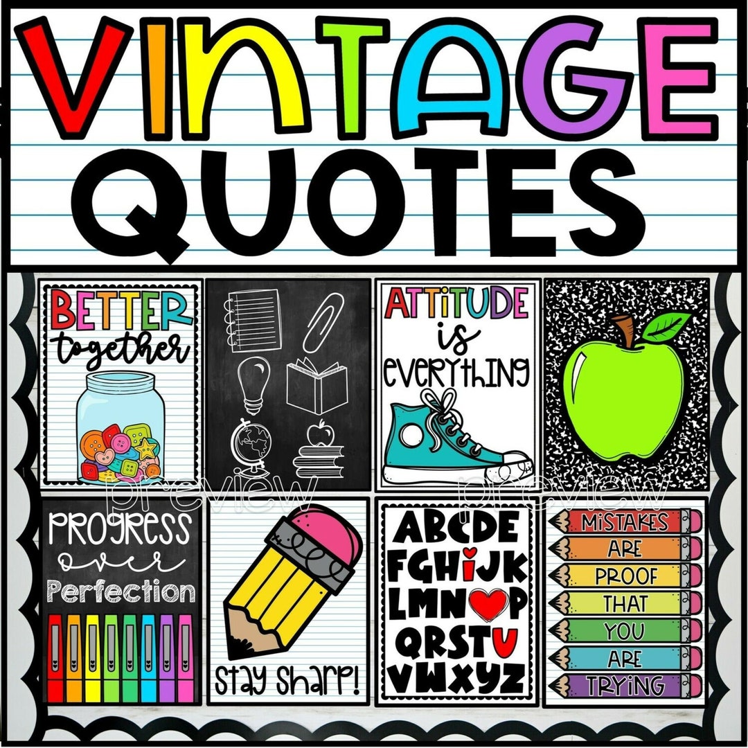 Vintage Classroom Quote Posters: Growth Mindset Decor (digital Download ...