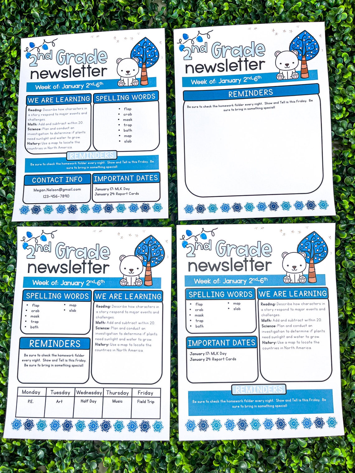 EDITABLE Winter Classroom Newsletter Teacher Newsletter - Etsy
