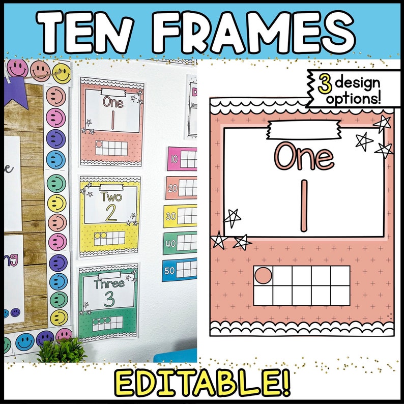 Ten Frames 0-20 Number Posters: Colorful Math Classroom (digital ...