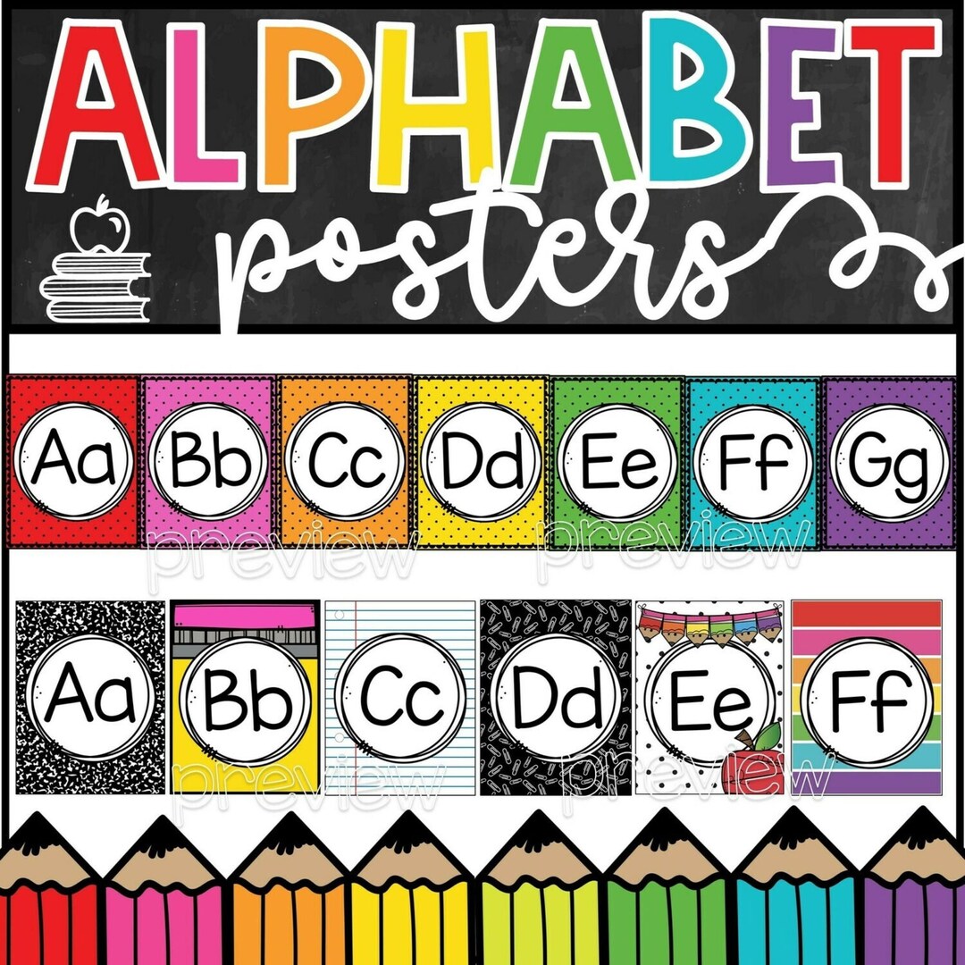 Colorful Alphabet Posters: Elementary Classroom Decor (digital Download ...