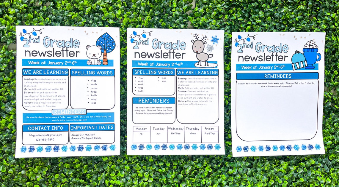 EDITABLE Winter Classroom Newsletter Teacher Newsletter - Etsy