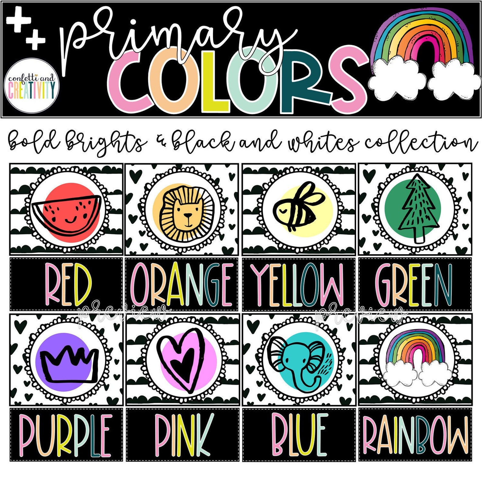 Bold Brights Color Posters for the Classroom Primary - Etsy