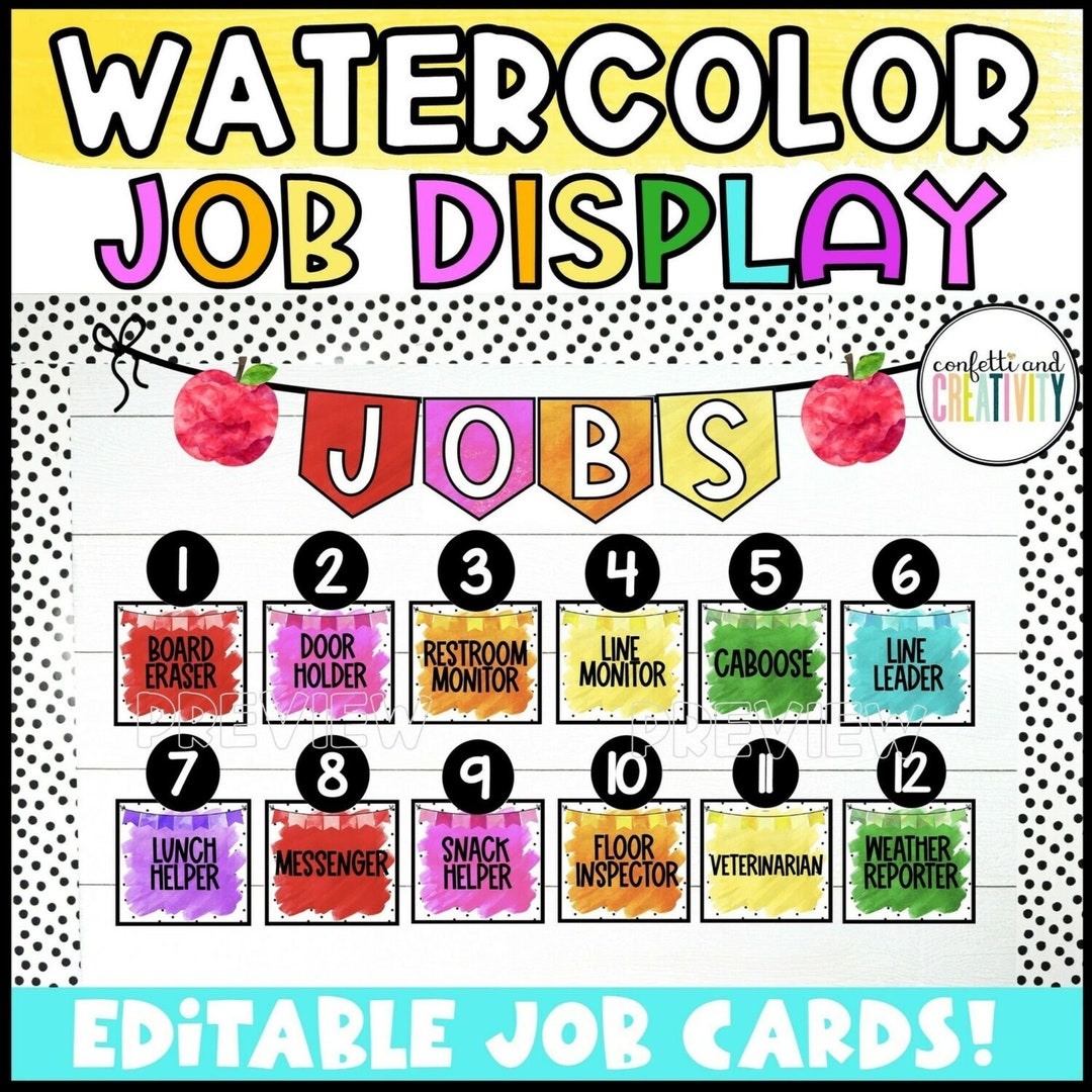 Colorful Classroom Jobs Display: Editable Job Chart (digital Download ...