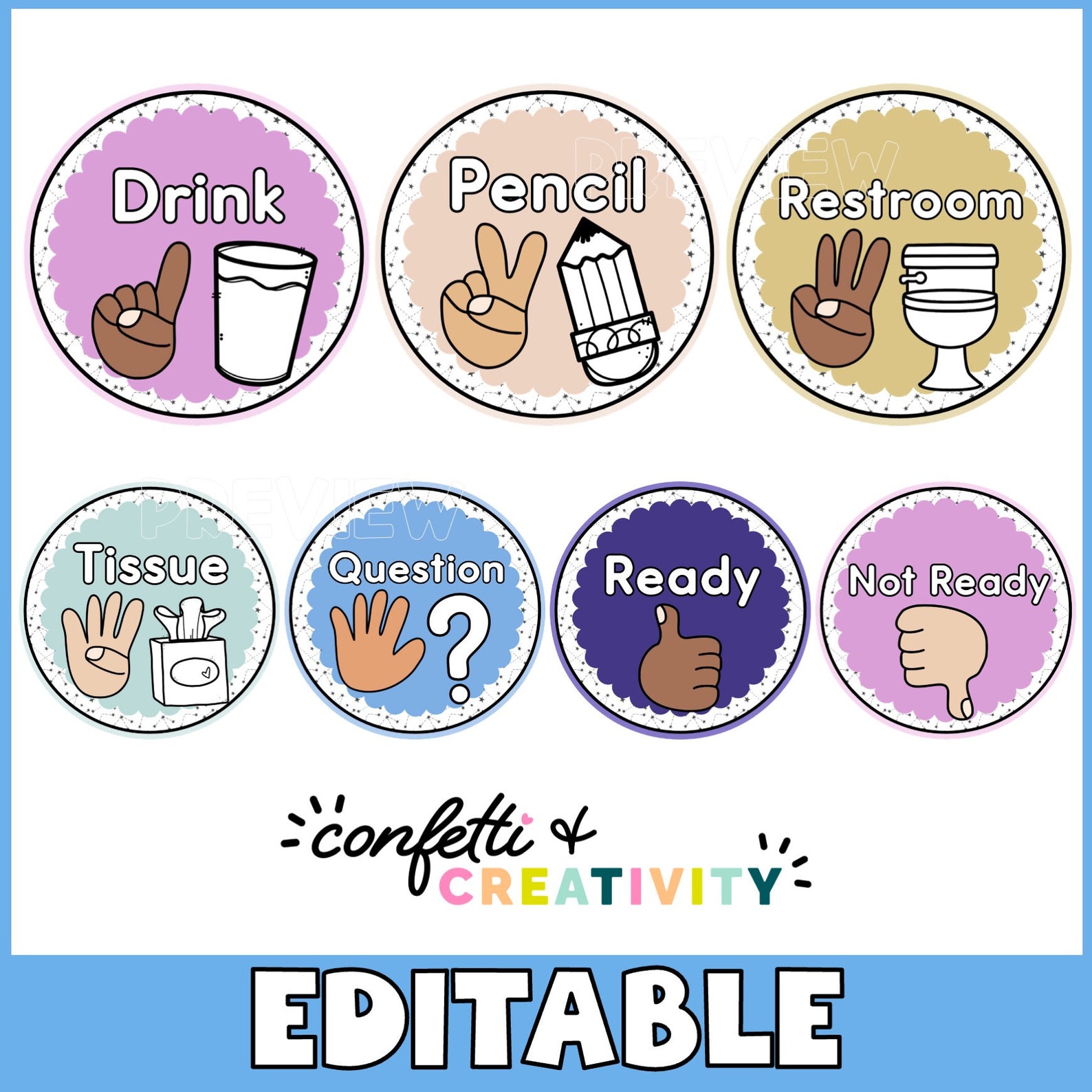 Elementary Classroom Hand Signal Posters: Editable Printable Decor ...