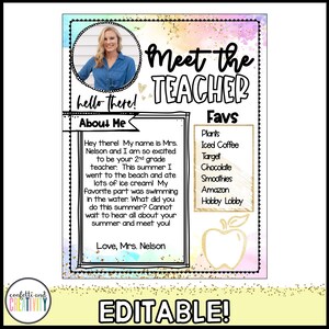 Pastel Meet the Teacher Template: Editable Elementary Classroom Letter ...