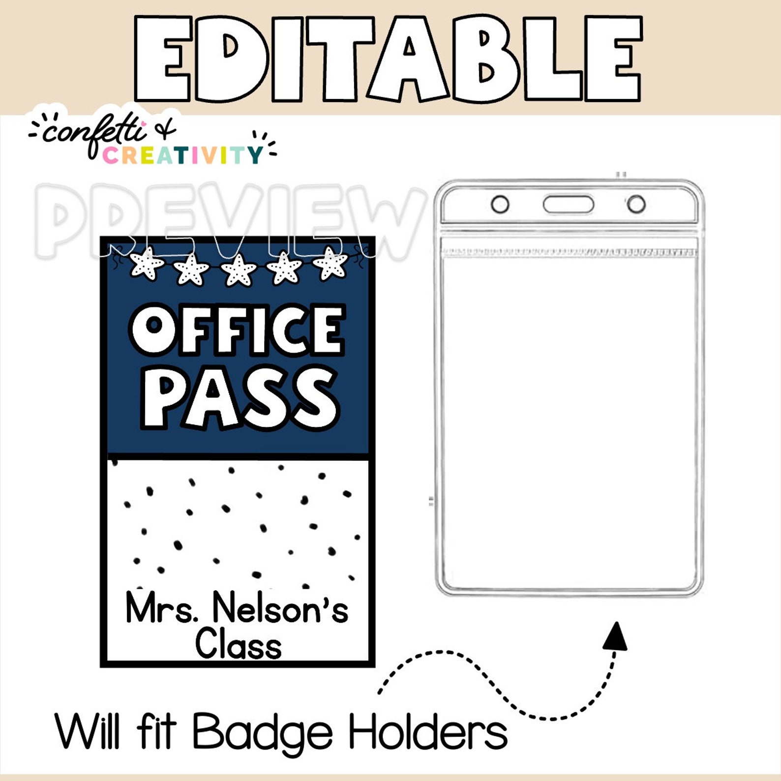Ocean Theme Classroom Hall Passes: Editable Teacher Lanyard Pass ...