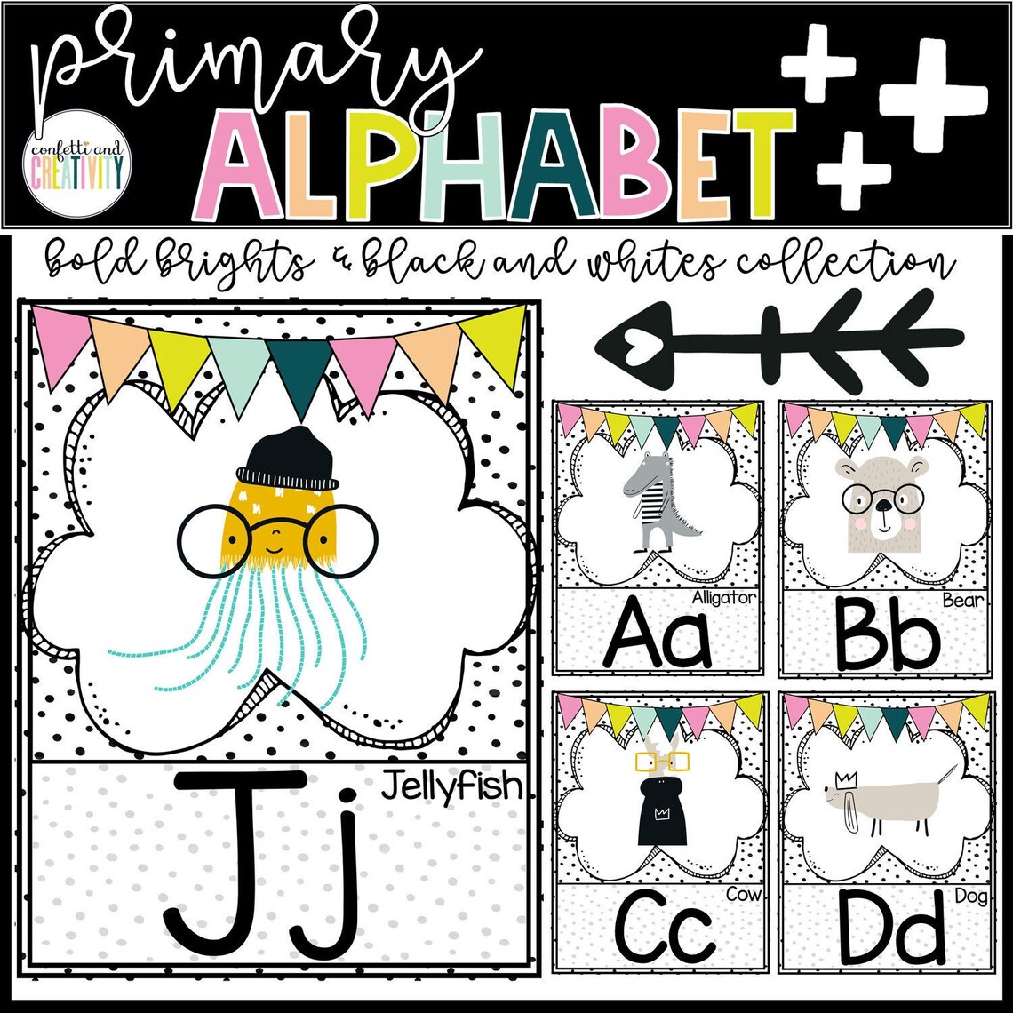 Bold Brights Classroom Alphabet Posters Alphabet Display - Etsy