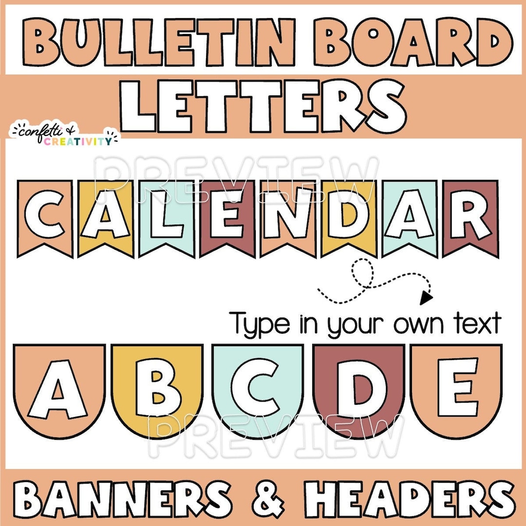 Bulletin Board Letters | Neutral Bulletin Board Letters | Editable ...