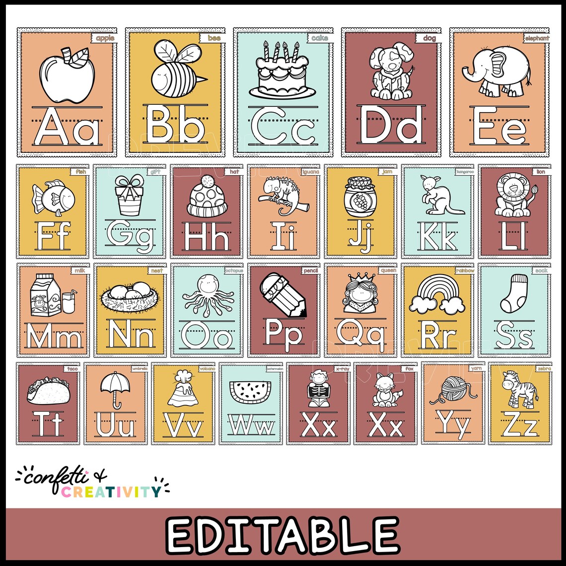 Neutral Picture Alphabet Posters: Elementary Classroom Decor (digital ...
