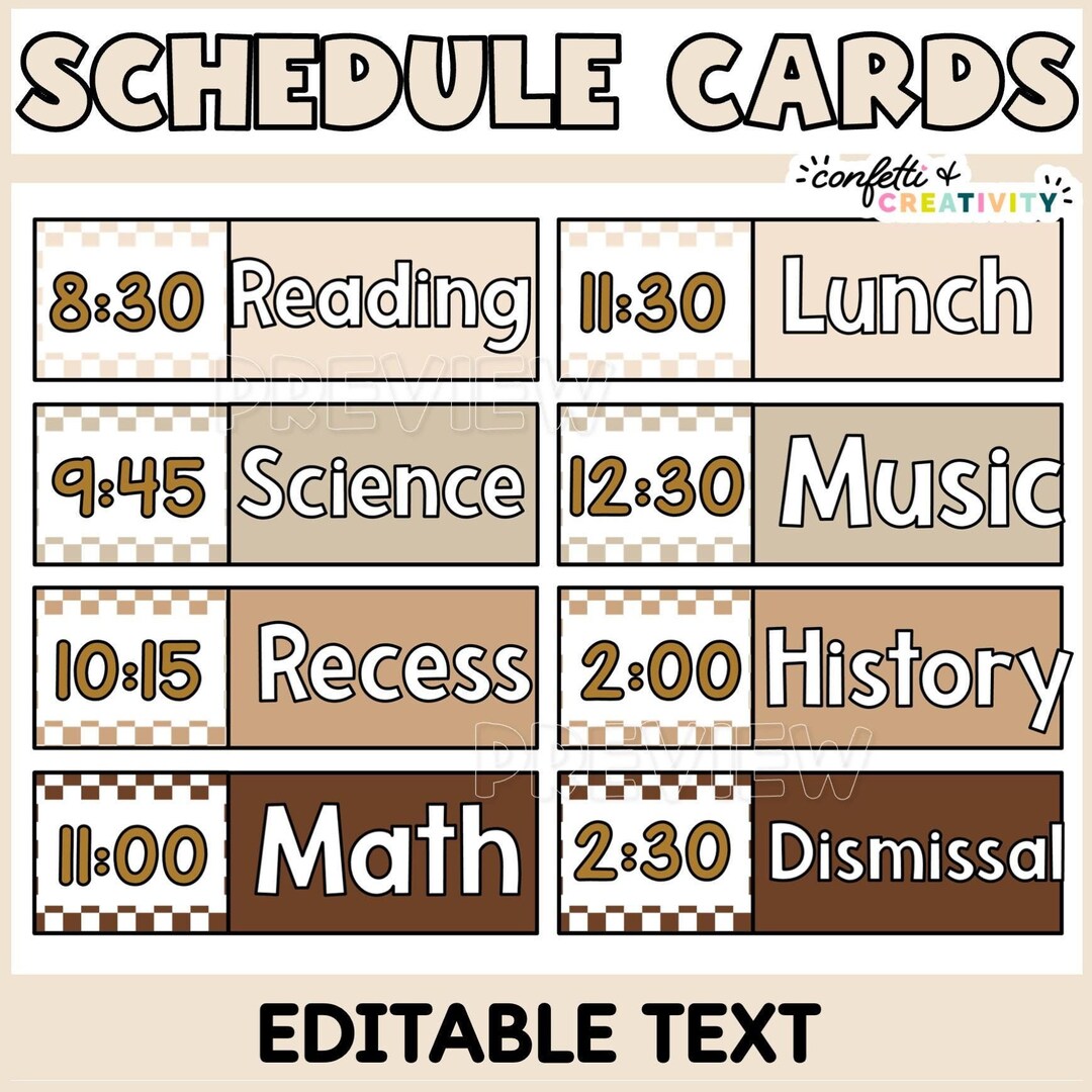 Neutral Classroom Schedule Cards: Editable Decor (digital Download) - Etsy