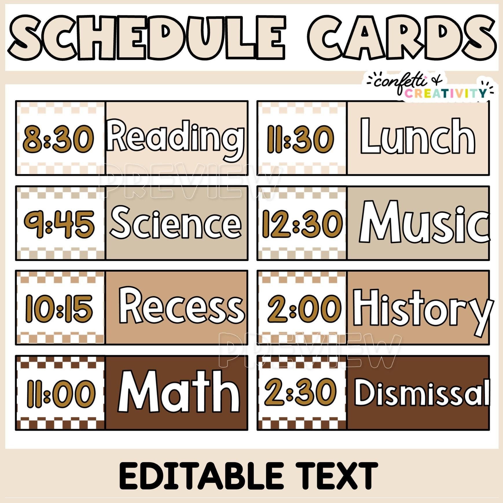 Neutral Classroom Schedule Cards: Editable Decor (digital Download ...
