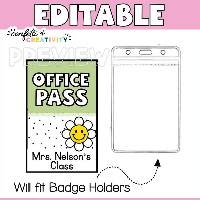Retro Classroom Hall Passes: Editable Teacher Lanyard Pass (digital ...