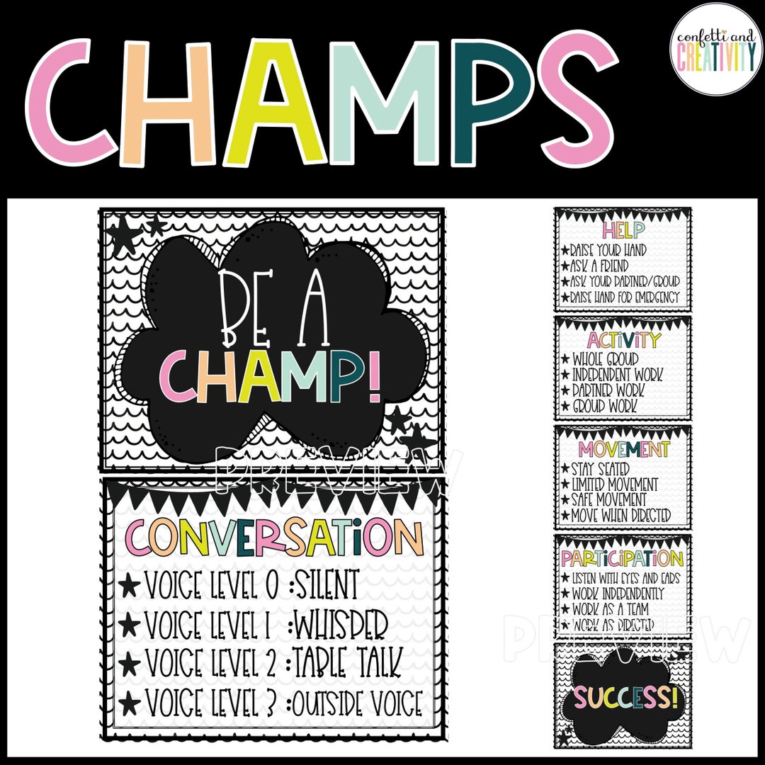 Bold Brights CHAMPS Posters | Bold Brights Classroom Decor | Classroom ...