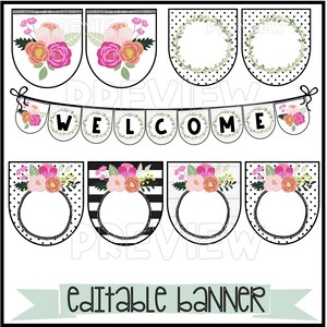 Editable Classroom Welcome Banner | Floral Farmhouse Classroom Decor ...