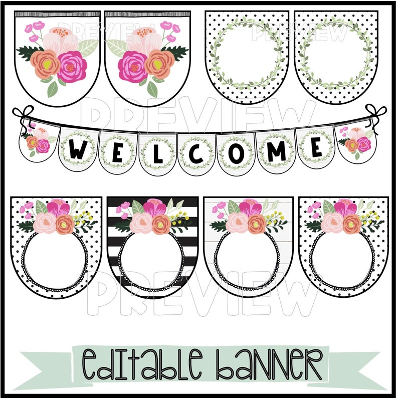 Editable Classroom Welcome Banner Floral Farmhouse Classroom - Etsy