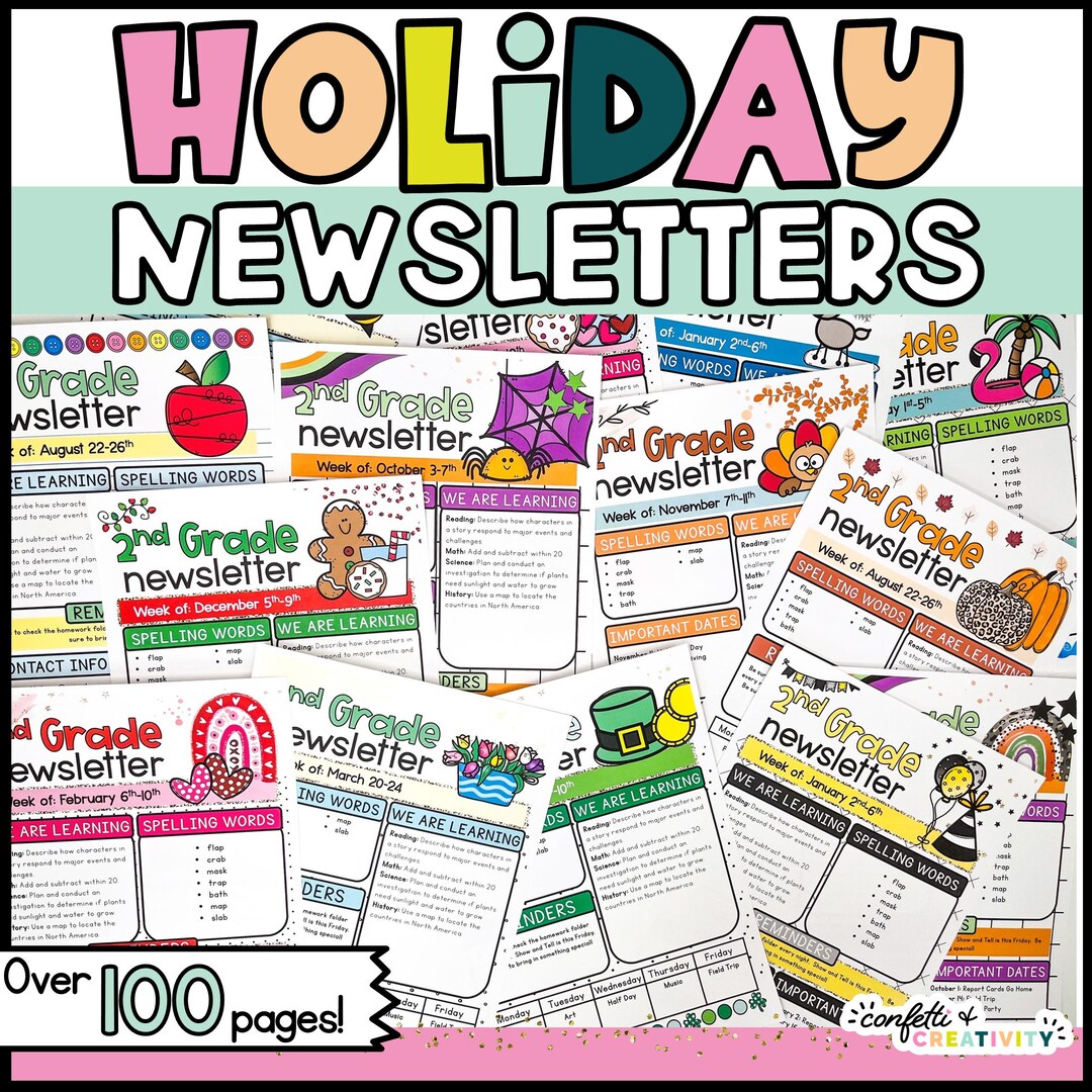 Holiday Classroom Newsletter Bundle Editable School Newsletter ...