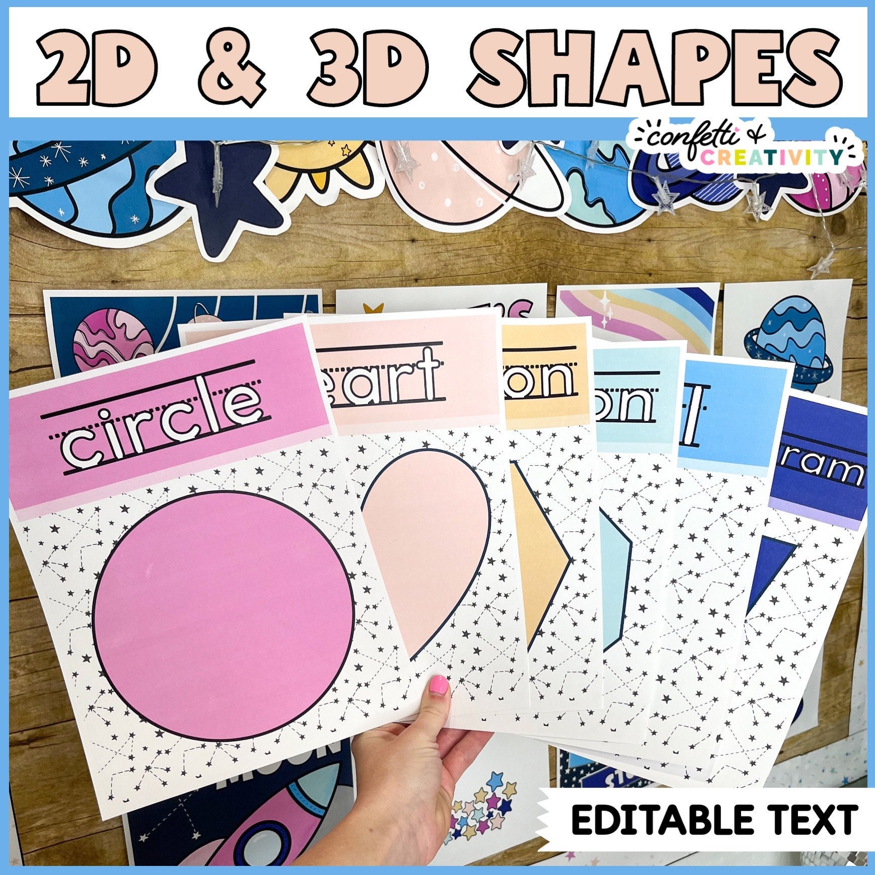 Space Classroom Shapes Posters: 2D & 3D Shapes (digital Download) - Etsy
