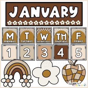 Neutral Classroom Calendar Pack: Pocket Chart & Flip Calendar (digital ...