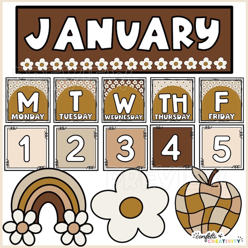 Neutral Classroom Calendar Pack: Pocket Chart & Flip Calendar (digital ...