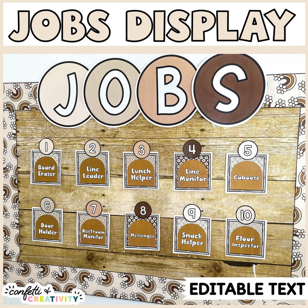 Neutral Classroom Jobs Display: Editable Chart (digital Download) - Etsy