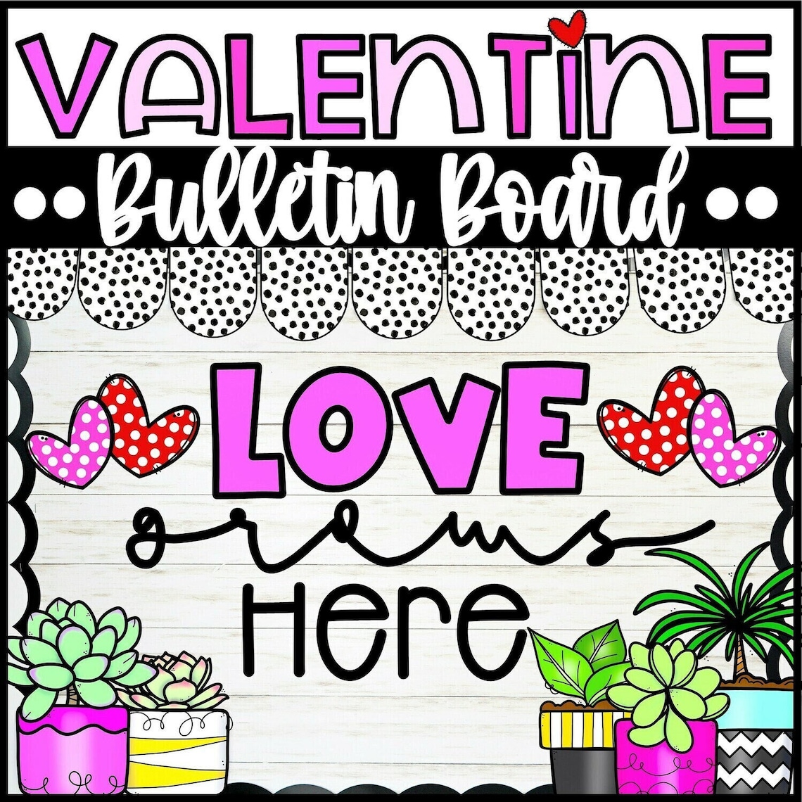Valentine's Day Bulletin Board Kit: 'love Grows Here' Classroom Decor ...