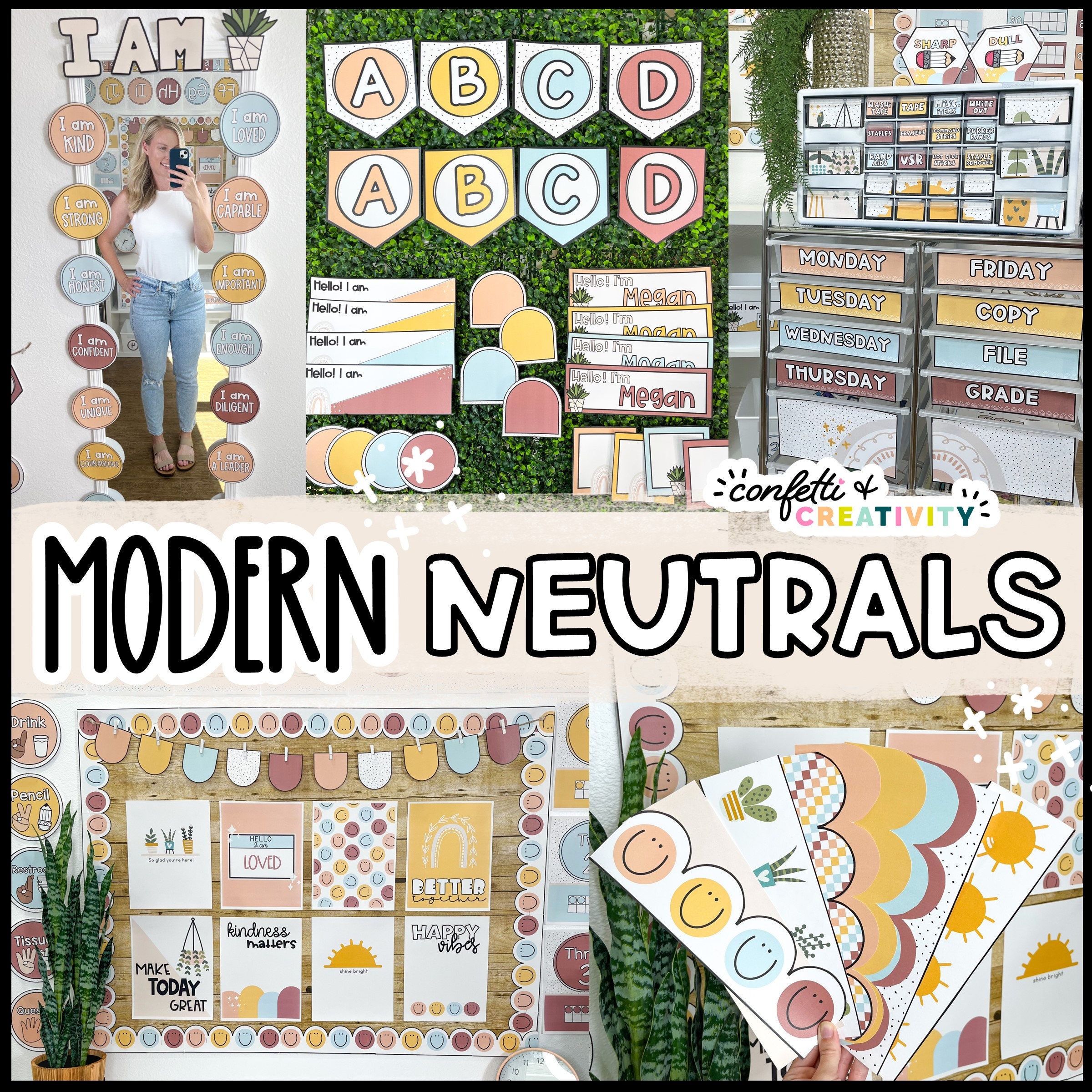 Boho Neutral Classroom Decor Bundle: Modern Neutrals (digital Download ...