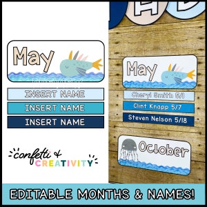 Ocean Classroom Birthday Display | Classroom Birthday Board | Birthday ...