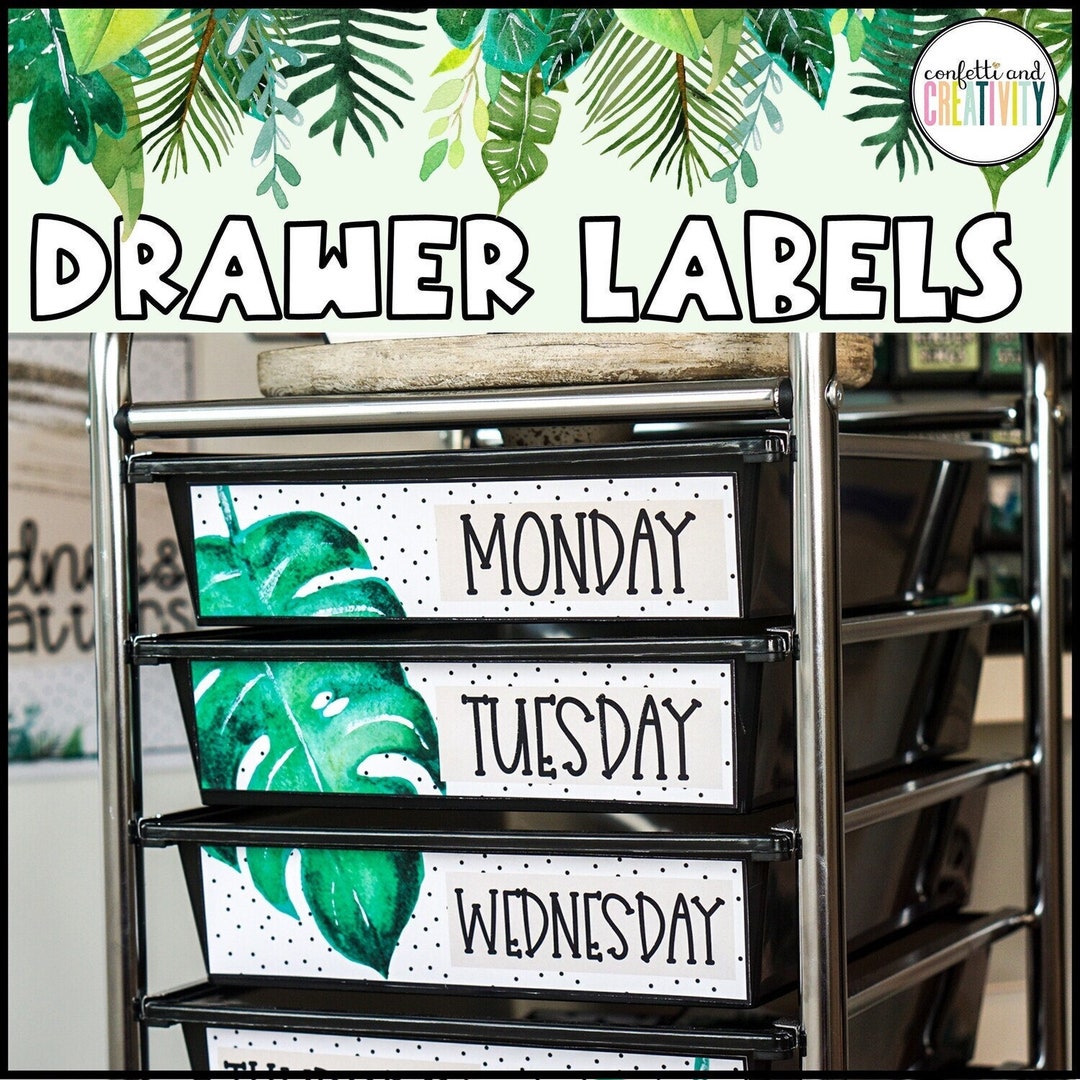 10 Drawer Cart Labels for the Classroom | Tropical Classroom Decor ...
