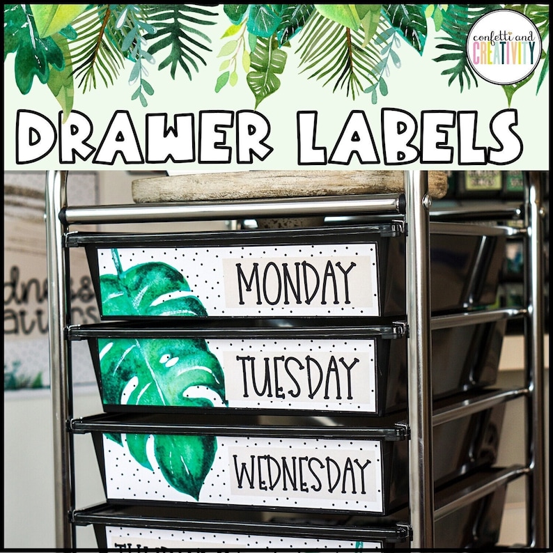 10 Drawer Cart Labels for the Classroom Tropical Classroom - Etsy