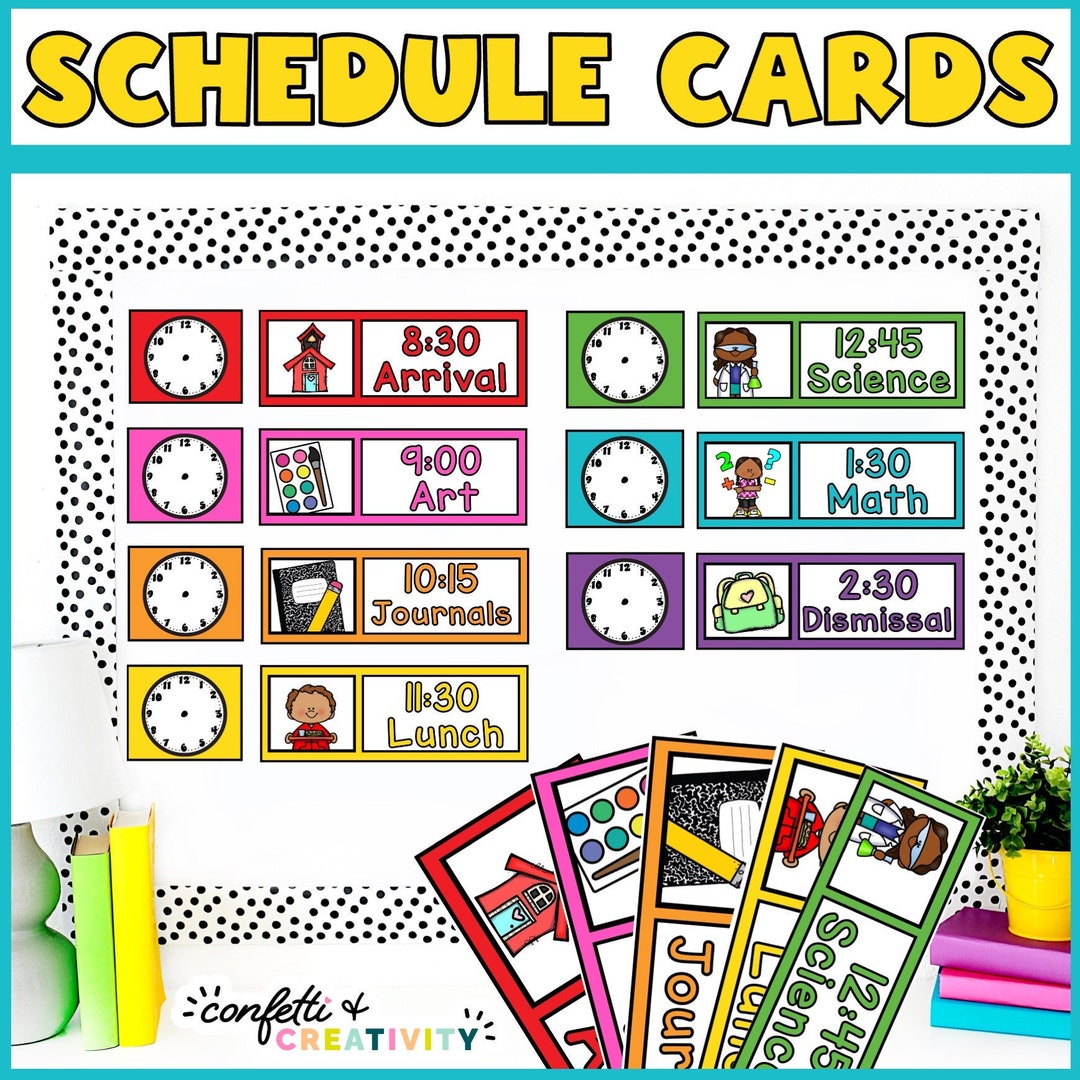 Classroom Visual Schedule Cards: Editable Elementary Display (digital ...