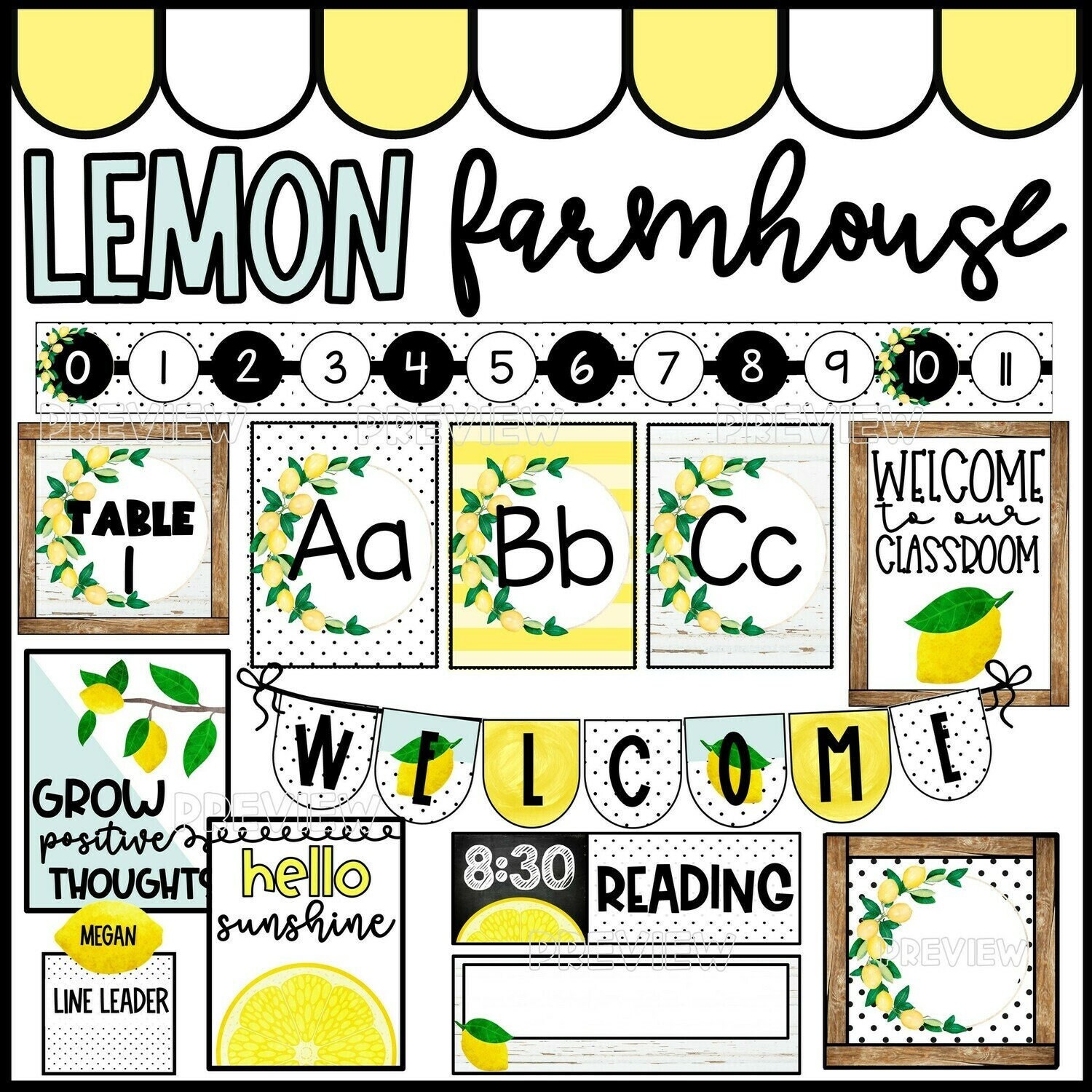Lemon Farmhouse Classroom Decor Bundle (digital Download) - Etsy