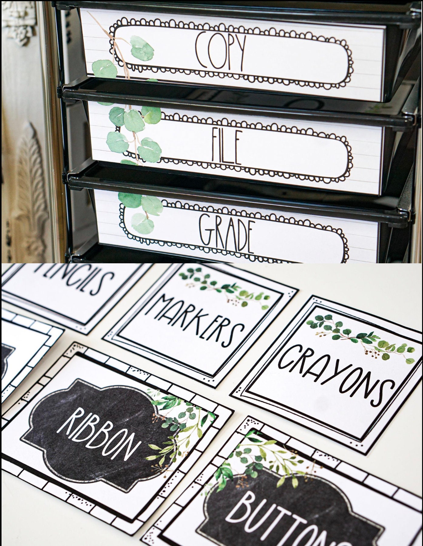 Modern Farmhouse Classroom Decor Bundle: Shiplap & Eucalyptus (digital ...