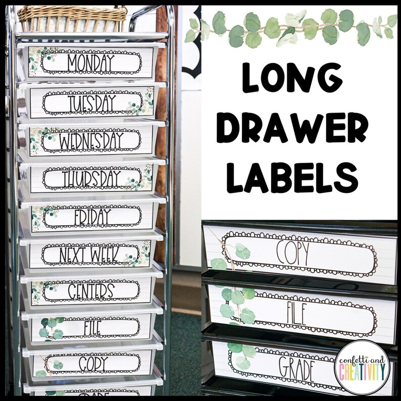 10 Drawer Cart Labels for the Classroom Modern Farmhouse - Etsy