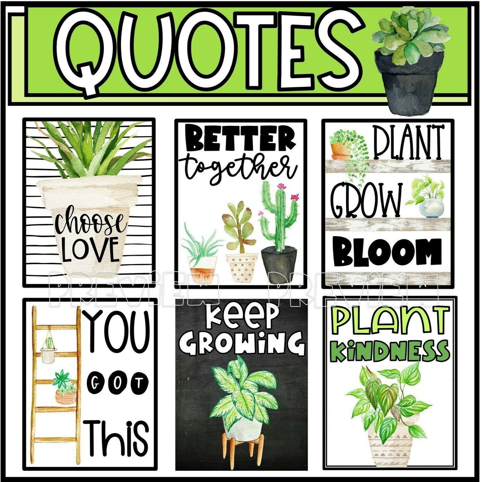Plant Classroom Quote Posters: Growth Mindset Decor (digital Download ...
