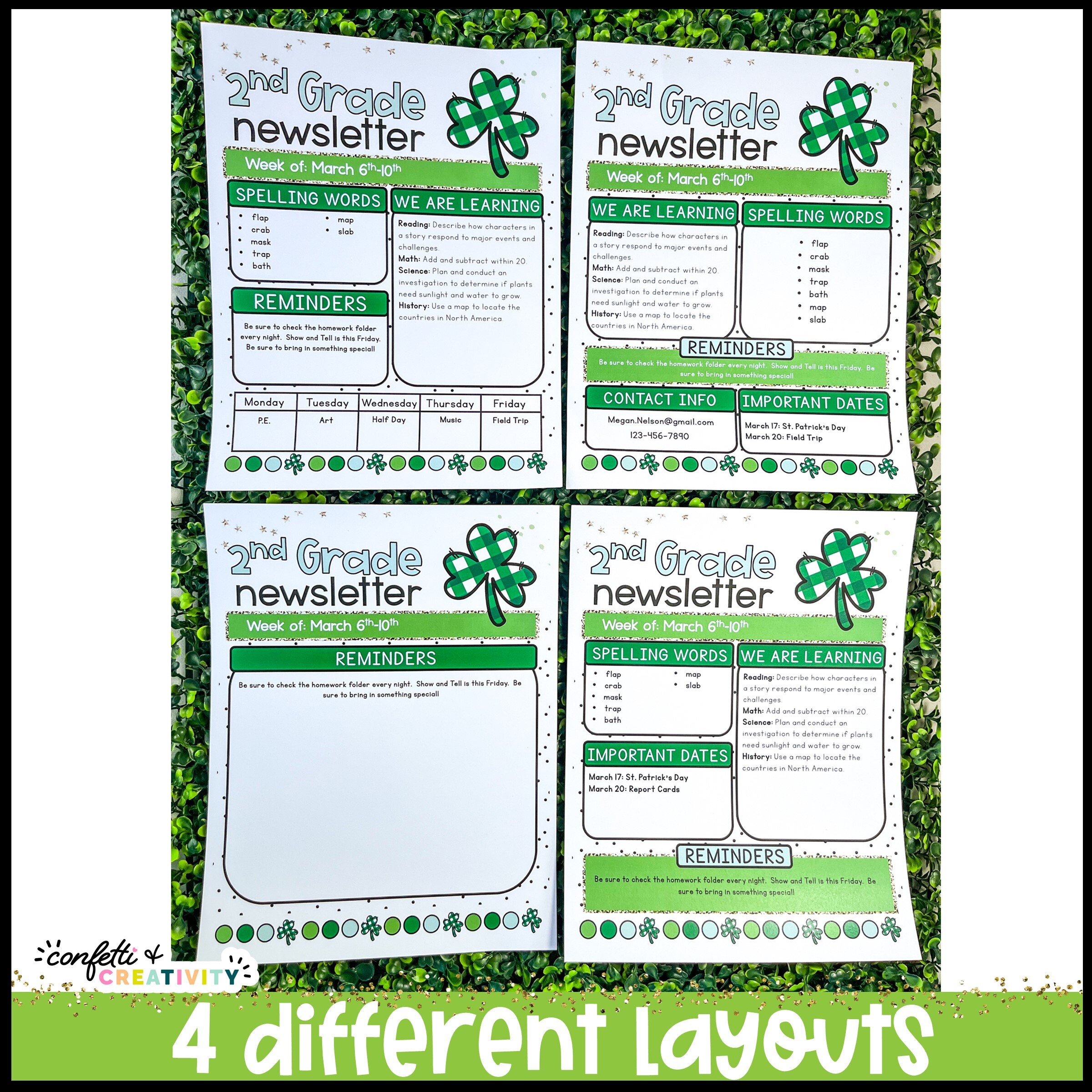 EDITABLE St. Patrick's Day Classroom Newsletter Teacher - Etsy
