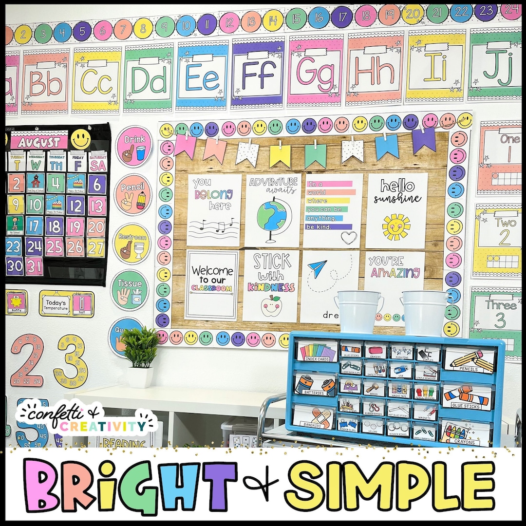 Bright Classroom Decor Bundle: Editable, Colorful (digital Download) - Etsy