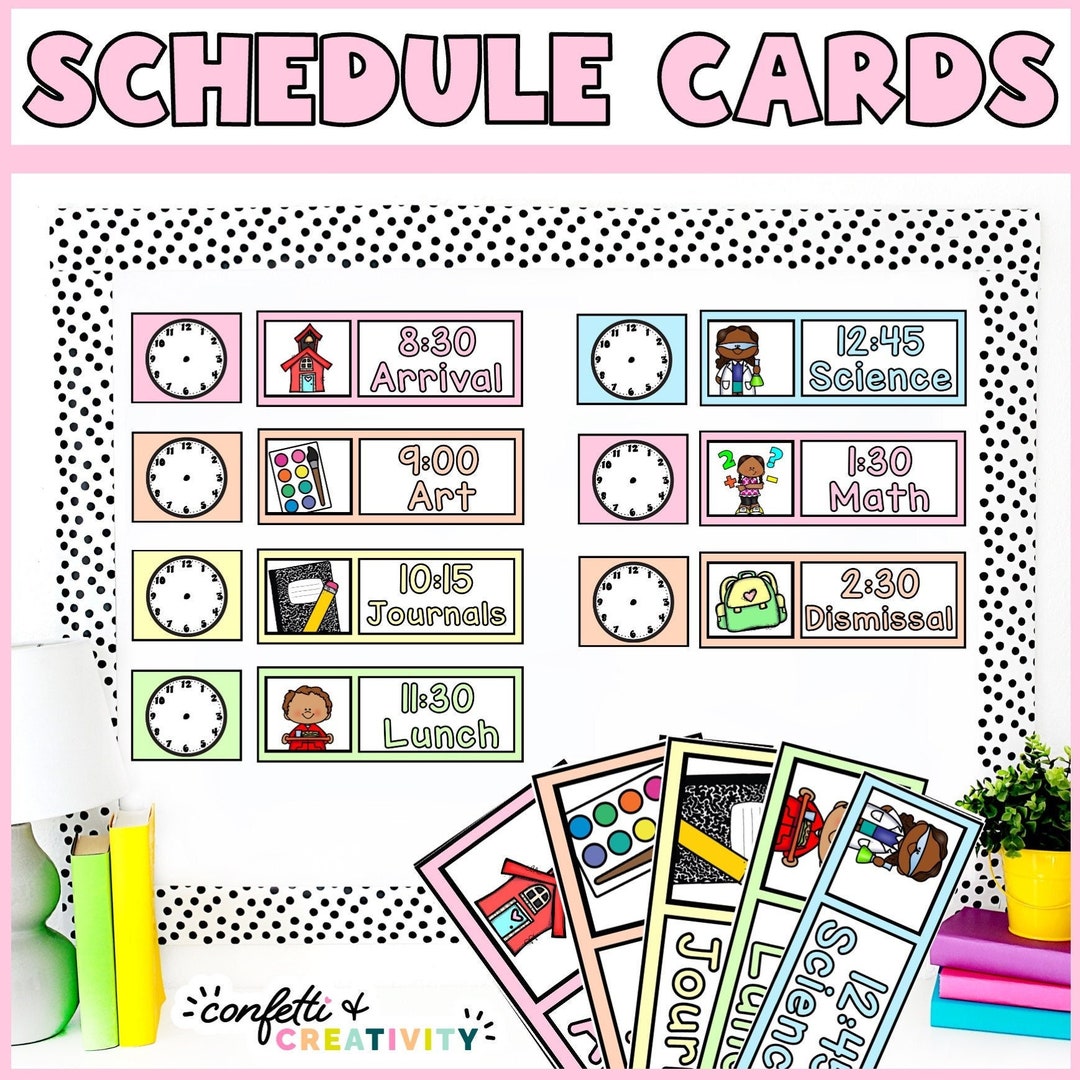 Pastel Daily Schedule Cards | Editable Classroom Schedule | Elementary ...