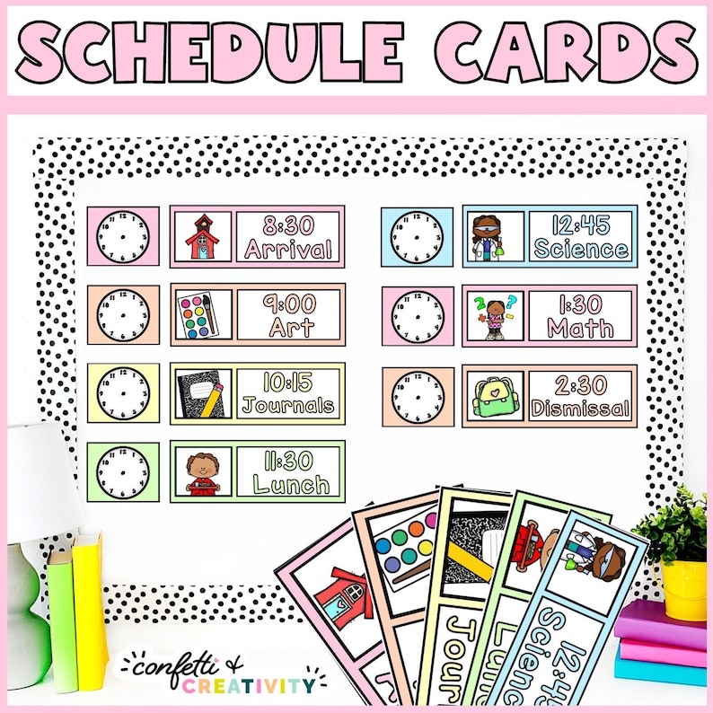 Pastel Visual Schedule Cards: Editable Elementary Classroom Decor ...