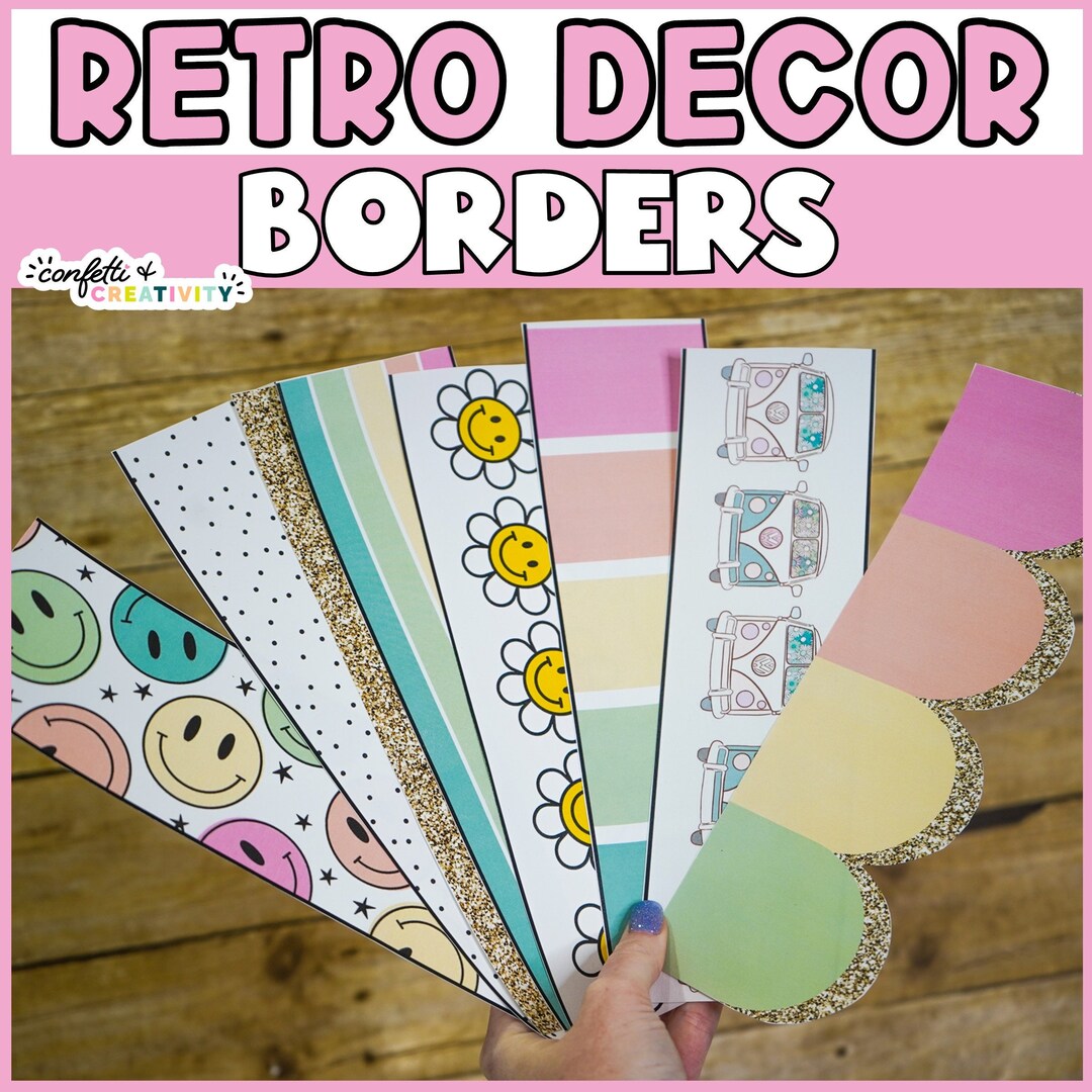 Retro Elementary Classroom Decor: Printable Bulletin Board Borders ...