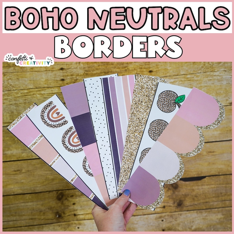 Boho Neutral Bulletin Board Borders: Classroom Decor (digital Download ...