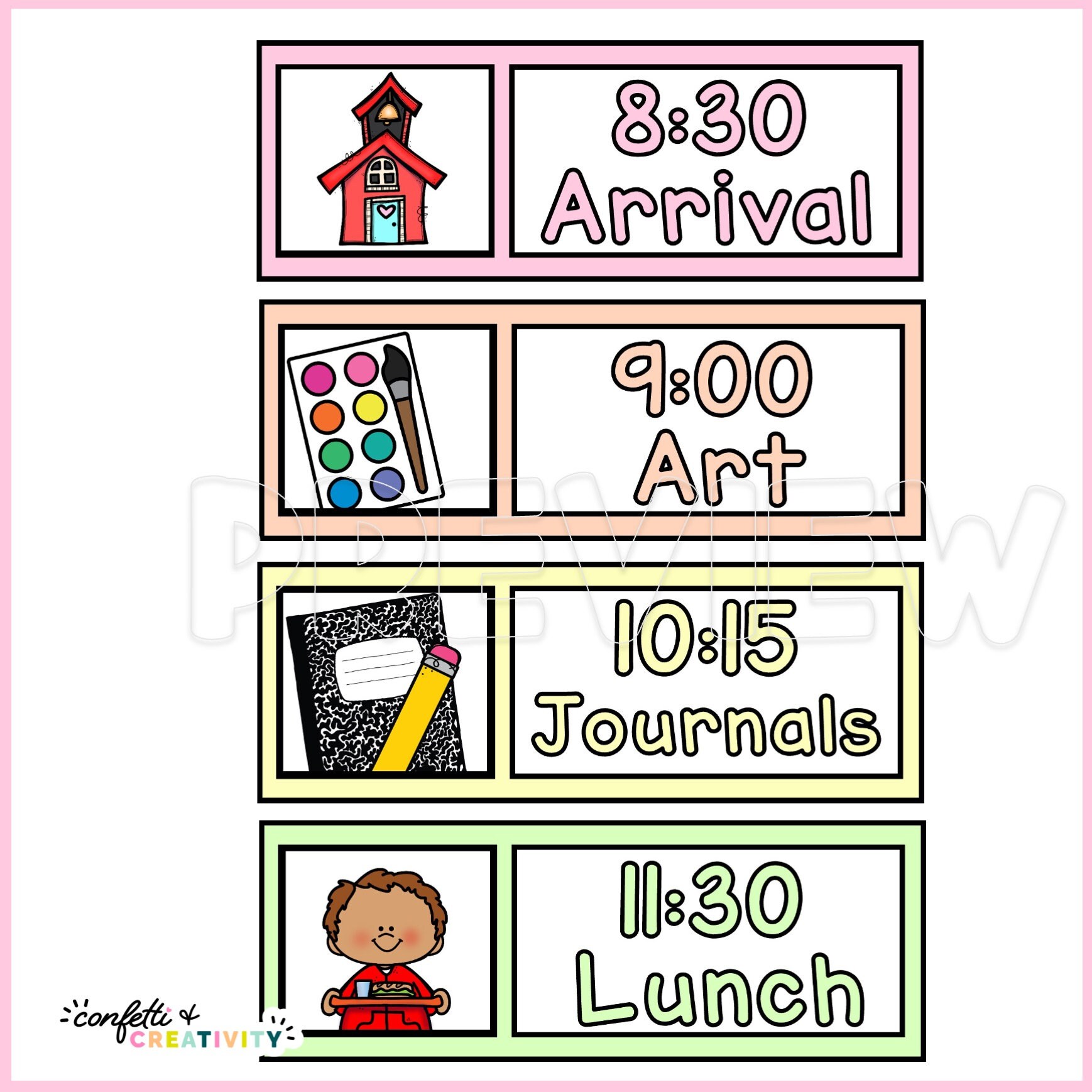 Pastel Visual Schedule Cards: Editable Elementary Classroom Decor ...