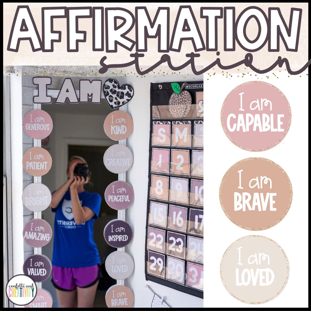 Affirmation Station for the Classroom | Boho Neutrals Classroom Decor ...