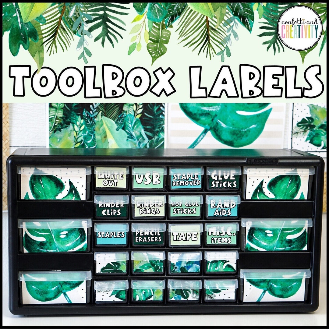 Tropical Teacher Toolbox Editable Labels | Tropical Classroom Decor ...