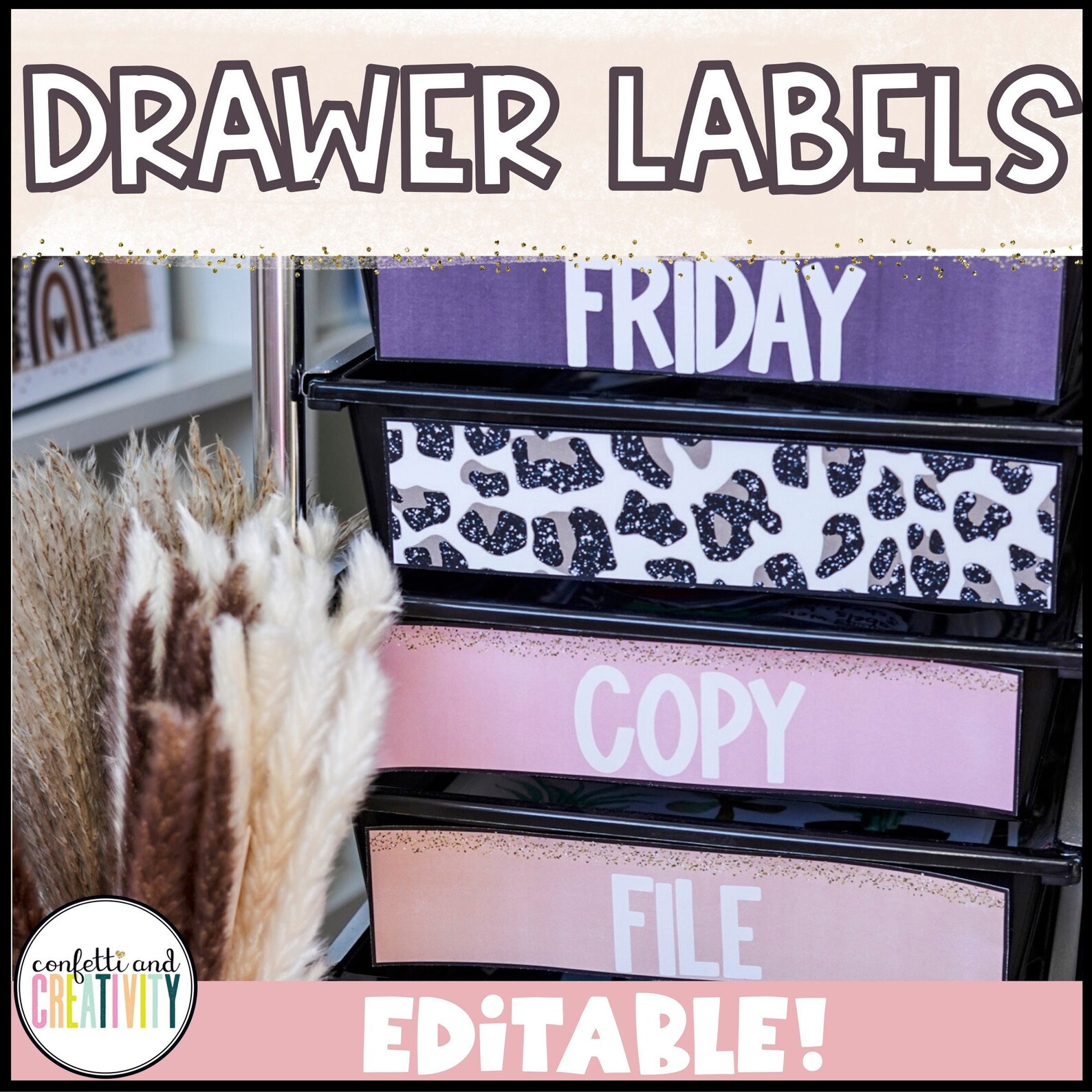 10 Drawer Cart Labels for the Classroom Boho Neutral - Etsy
