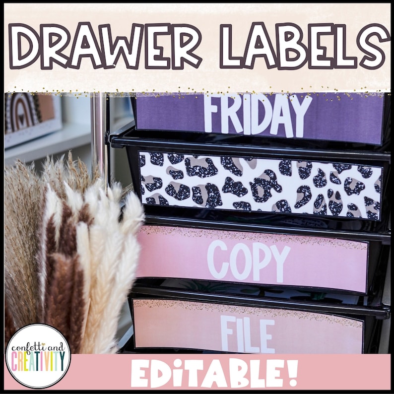 10 Drawer Cart Labels for the Classroom Boho Neutral - Etsy