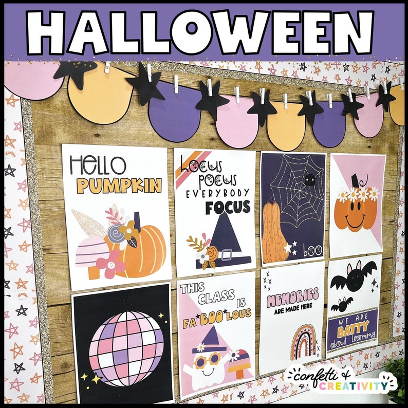 Halloween Classroom Posters: October Bulletin Board Decor (digital ...