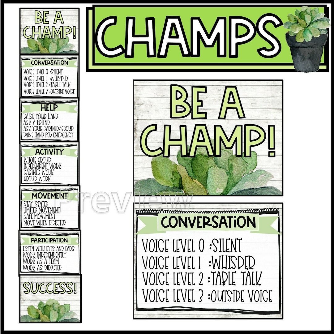 Plant CHAMPS Posters | Plant Classroom Decor | Classroom Management ...