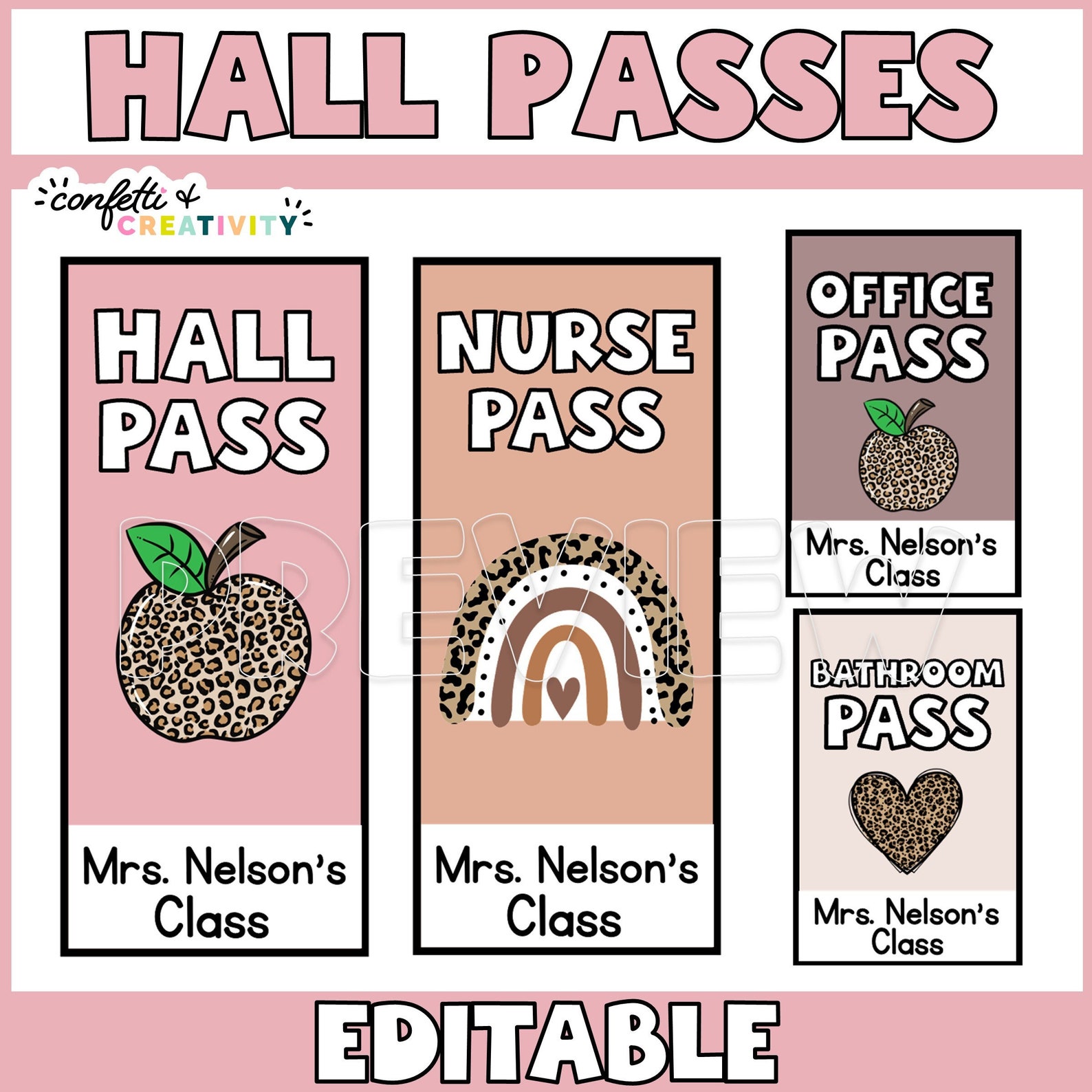 PRINTABLE Classroom Hall Passes | Personalized Classroom Hall Pass ...
