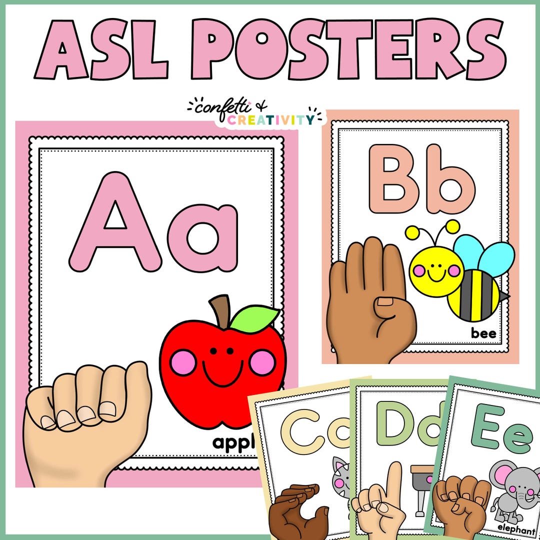 Retro ASL Alphabet Posters: Sign Language Classroom Decor (digital ...